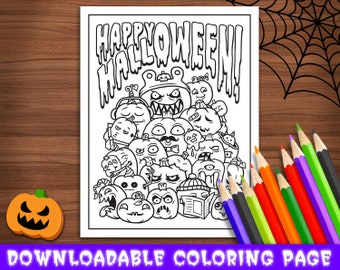 5 pages Instant Download Halloween Coloring pages 5 different | Etsy