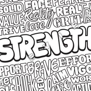 Downloadable STRENGTH Motivational Quote Coloring Page instant Download ...