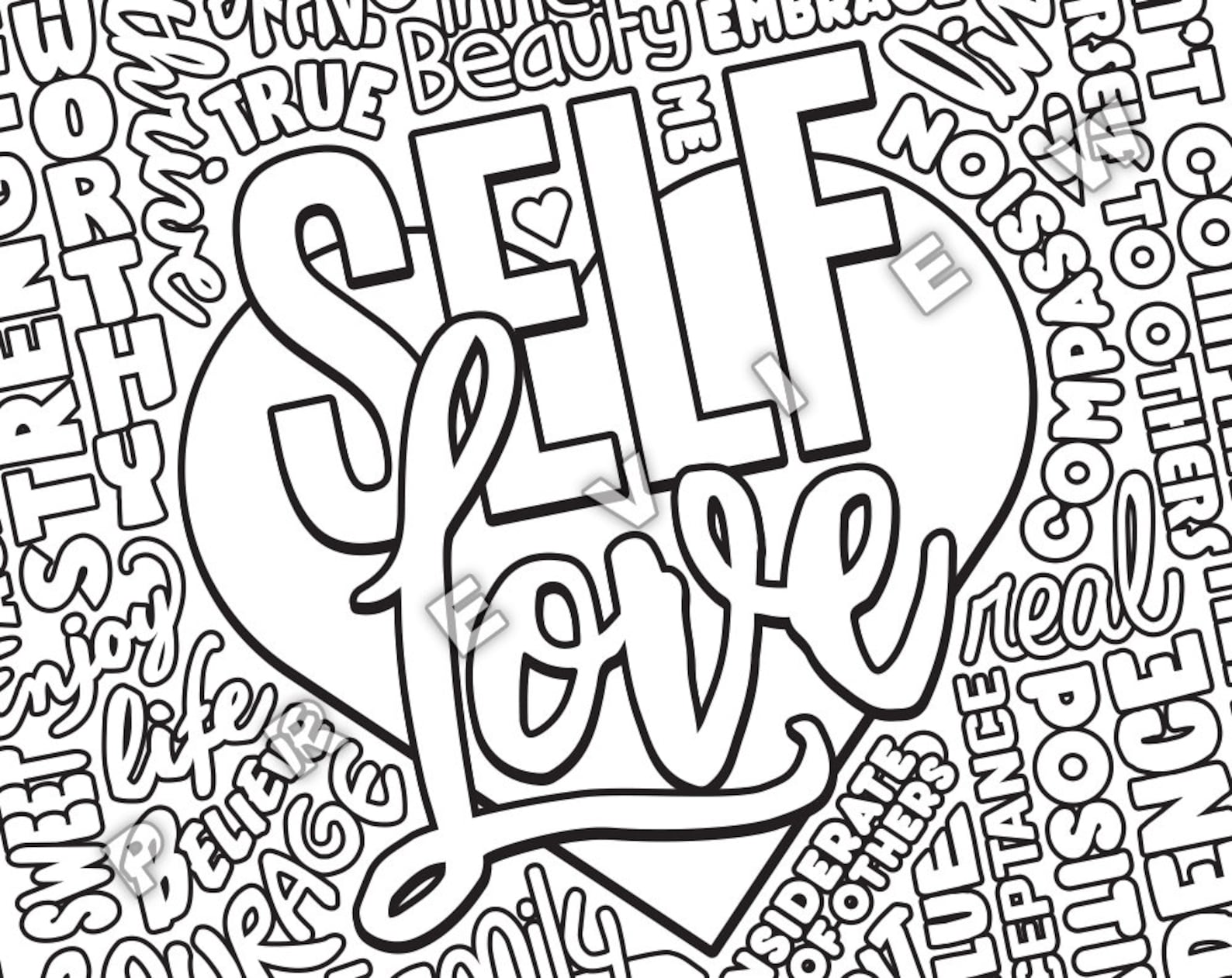Downloadable SELF LOVE Motivational Quote Coloring Page - Etsy Australia