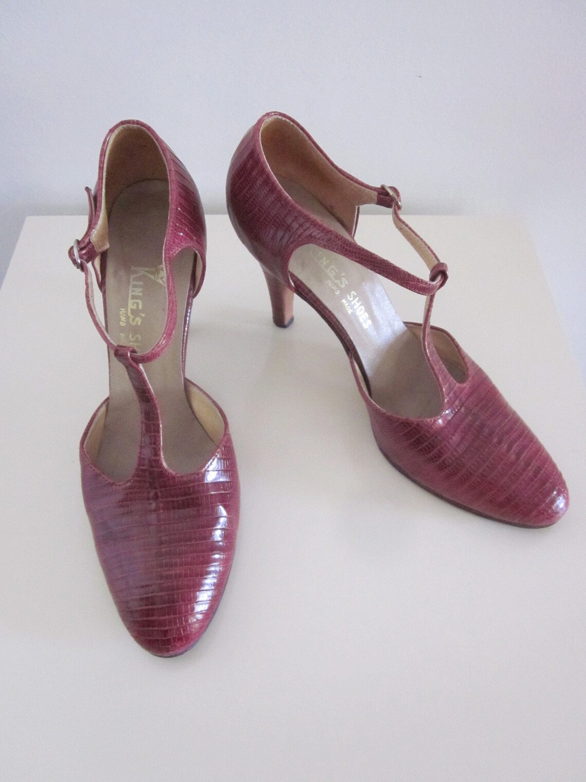 Handmade Lizard Shoes / Fits US 7 / Vintage Red Lizard Shoes / 60s ...