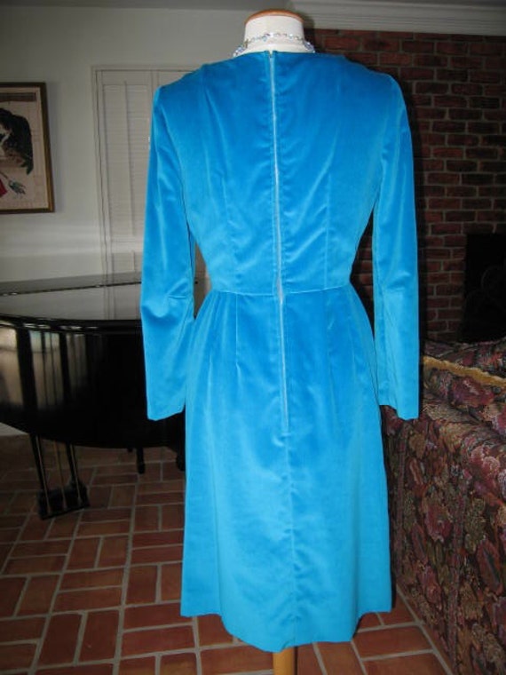 50s Velvet Dress / fits M / 1950s Turquoise Velvet Dr… - Gem