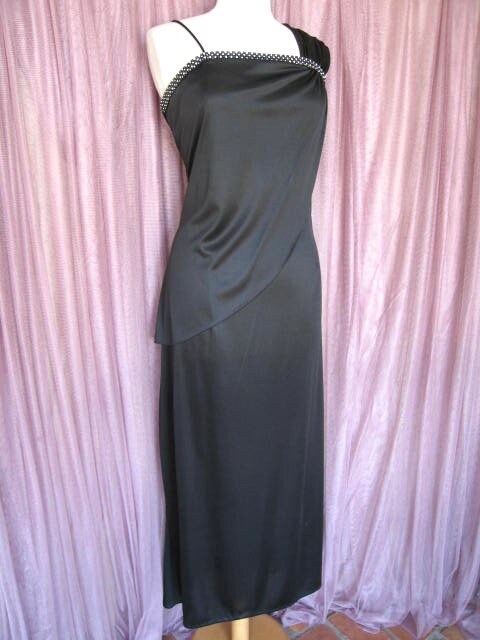 60s Old Hollywood Gown / Fits M / Vintage Glamour Gown / One Shoulder ...