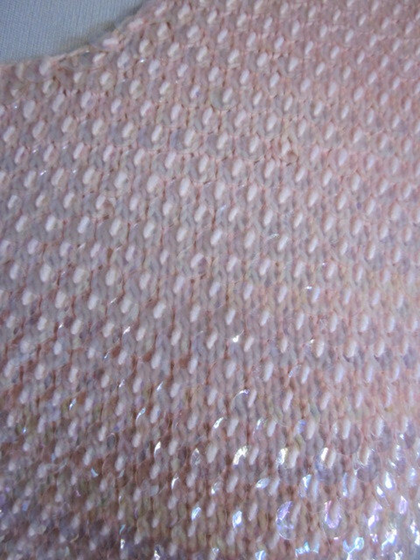 50s Pink Sequined Sweater / Vintage Pink Sequined Top / Pink Iridescent ...