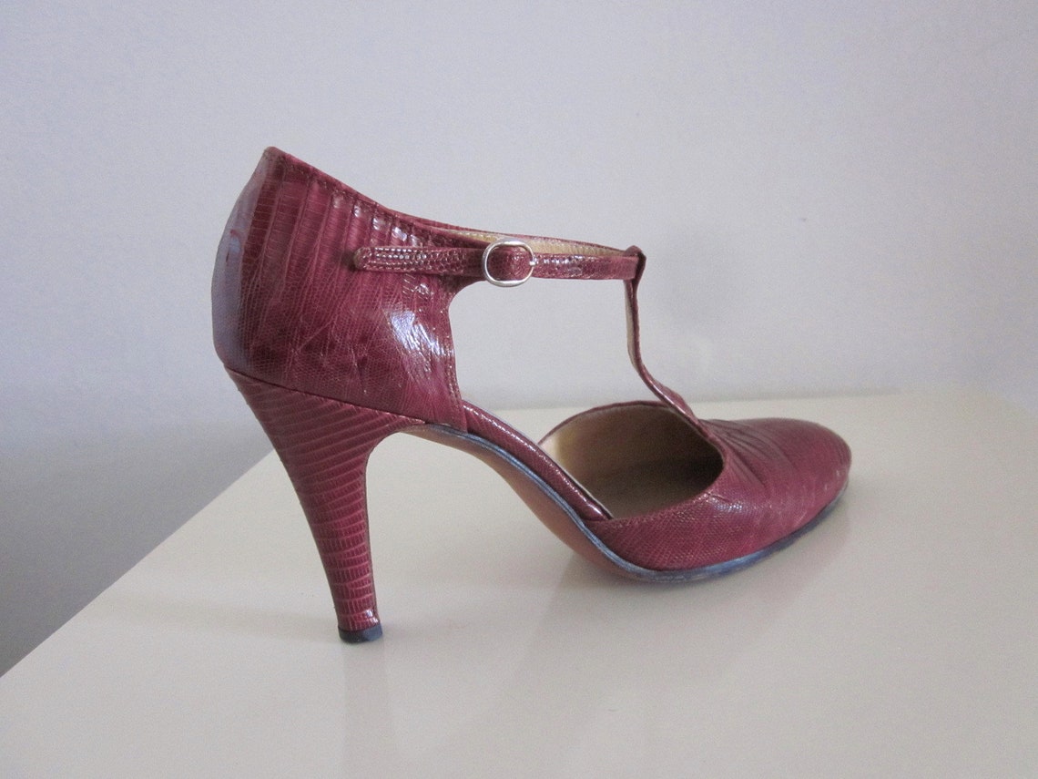 Handmade Lizard Shoes / Fits US 7 / Vintage Red Lizard Shoes / 60s ...