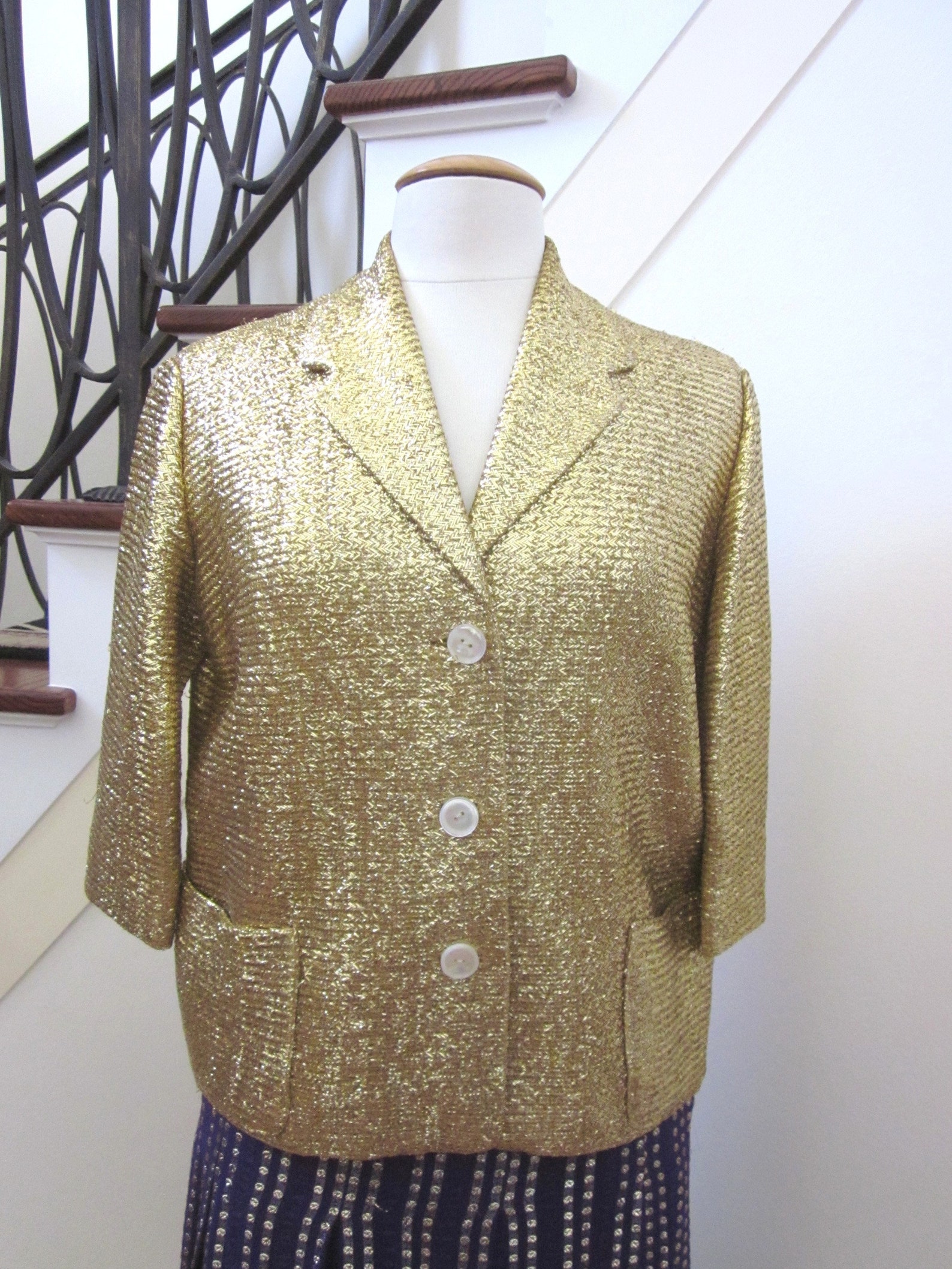 50s Gold Lame Jacket / Fits S / Vintage Gold Lame' Jacket | Etsy