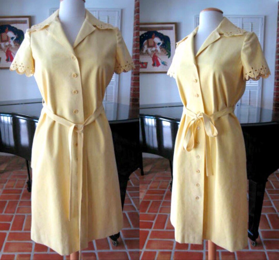 Vintage 60s Mollie Parnis Ultrasuede Dress: Yellow Mod Design, S-M - Etsy