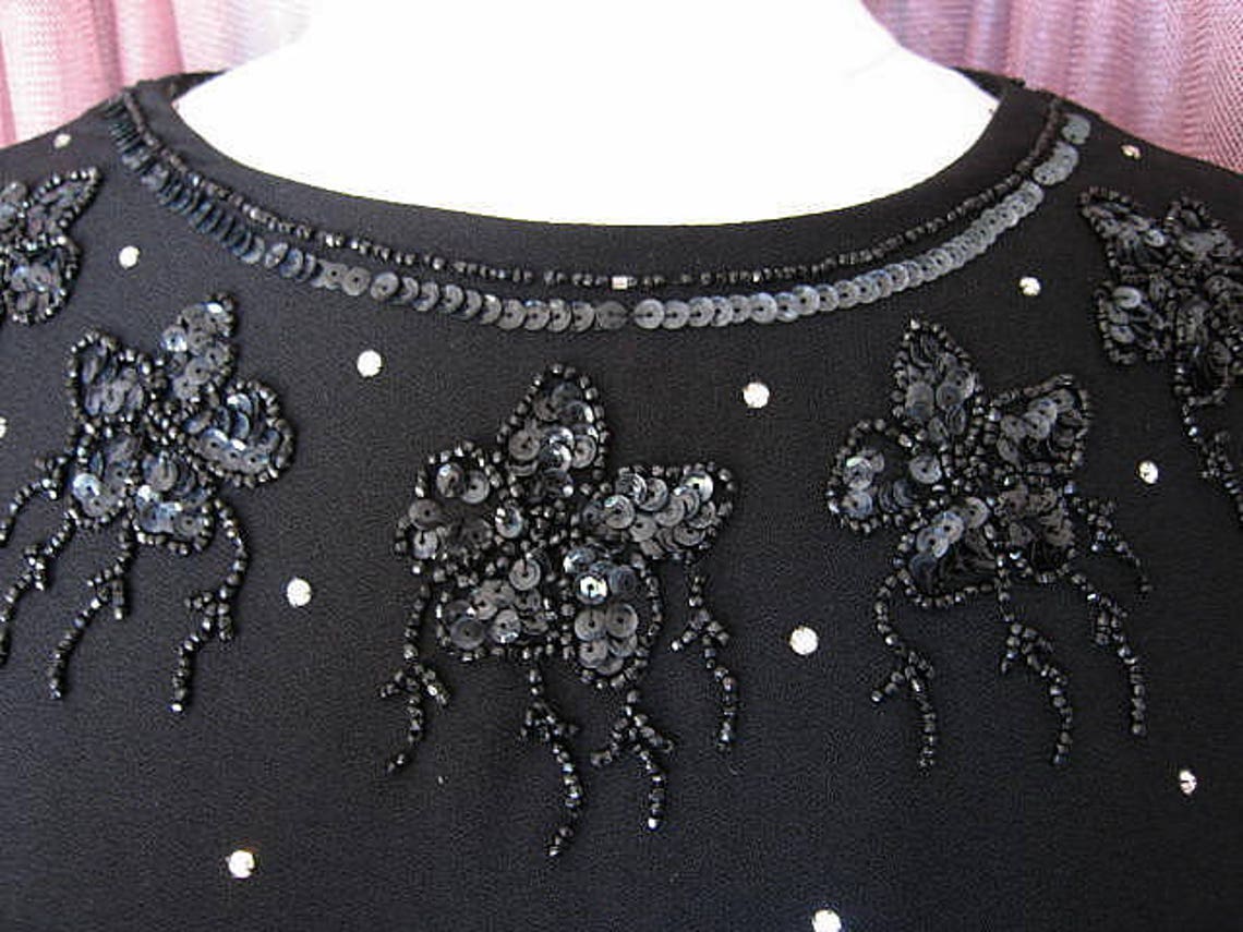 50s Jeweled Top / Vintage Rhinestone Top / 1950s Beaded Top / Fits S ...