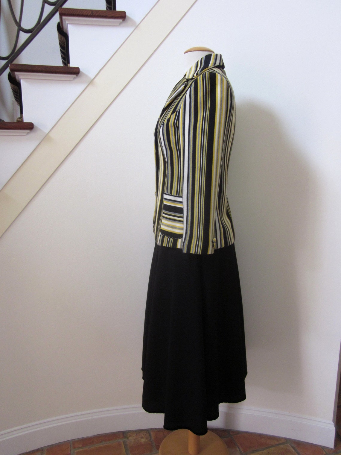 Mod Jacket / Fits S / 60s Striped Jacket / Mod Knit Jacket / Vintage ...