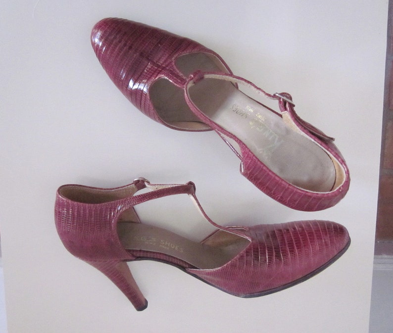 Handmade Lizard Shoes / Fits US 7 / Vintage Red Lizard Shoes / 60s ...