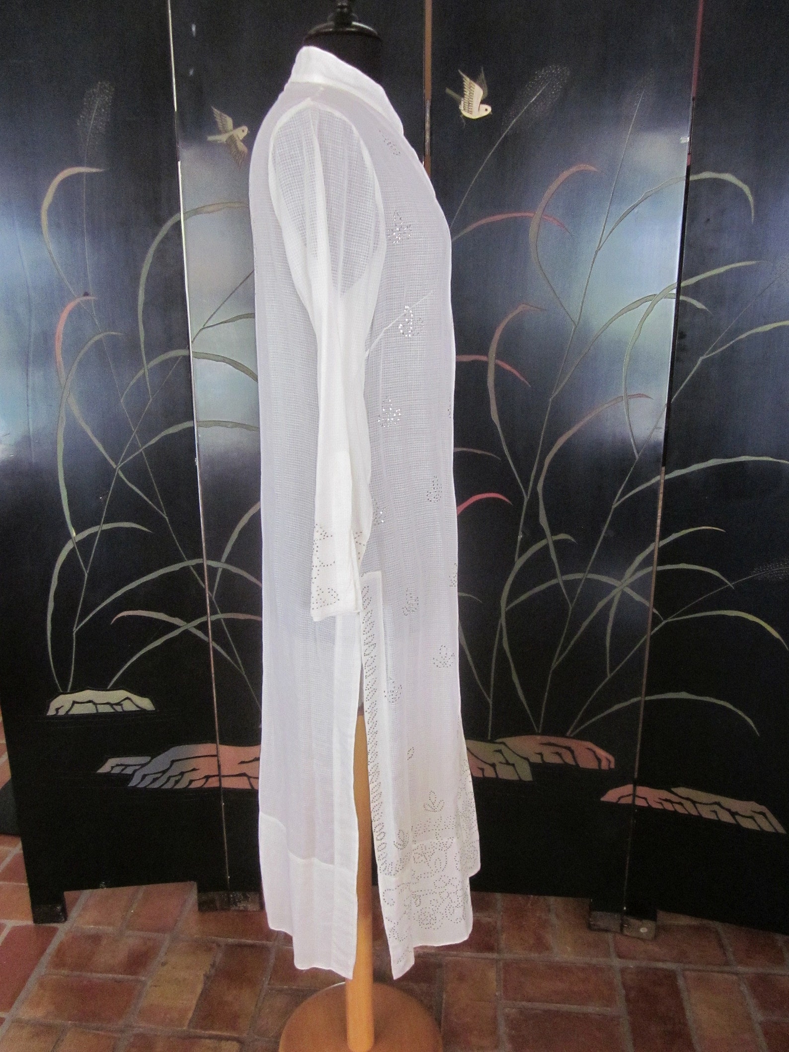 Nimbu Duster Coat / Silver on White Duster Coat / Fits M / Beach Cover ...