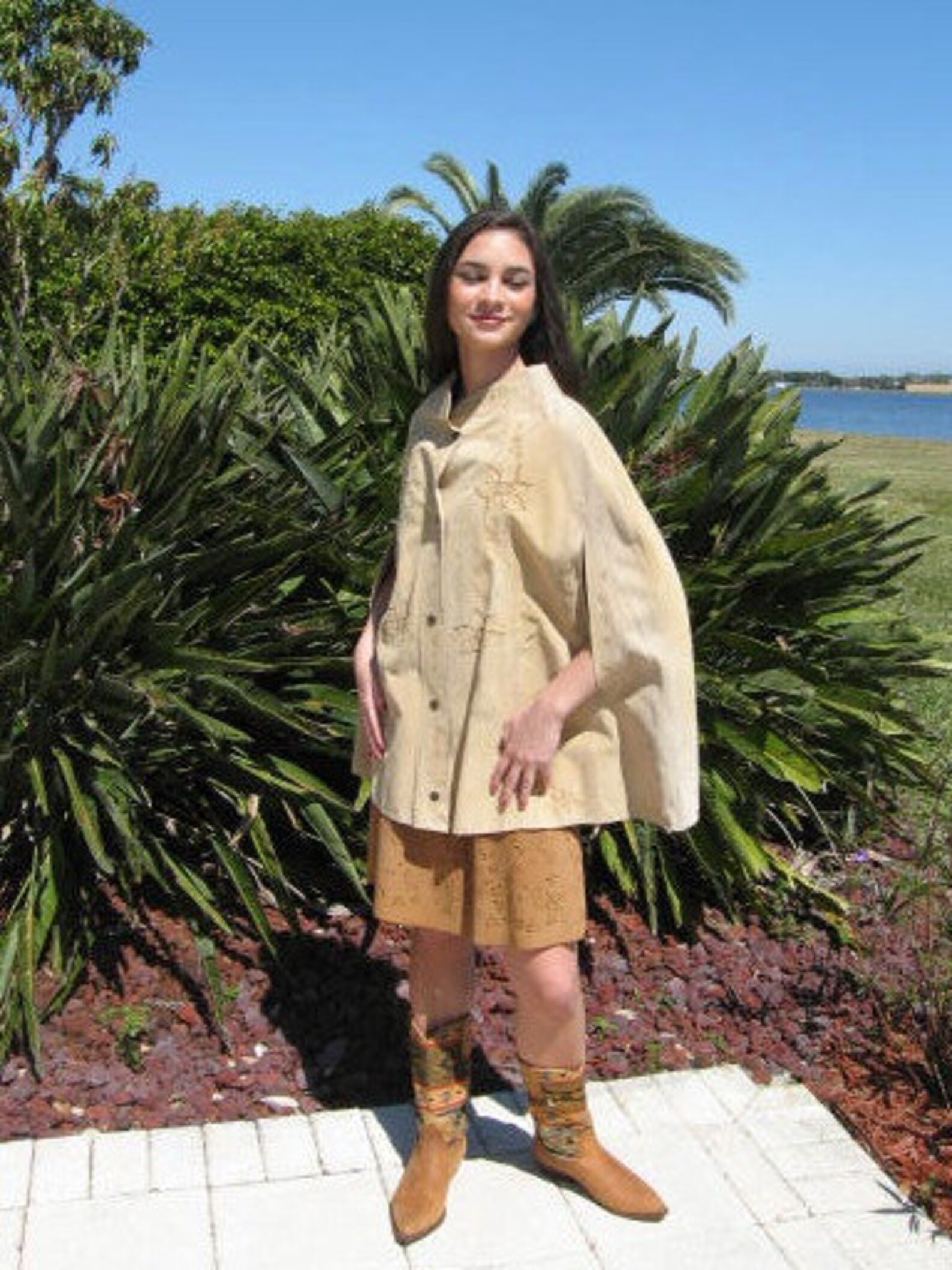 Etched Suede Cape / Vintage Suede Cape / 60s Suede Cape / OSFM / Hippie ...