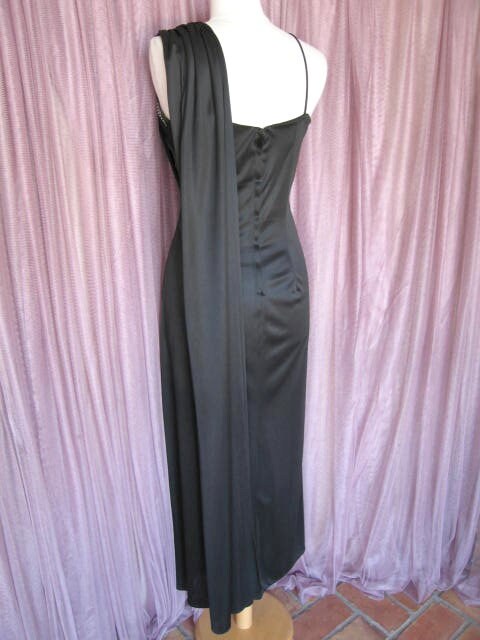 60s Old Hollywood Gown / Fits M / Vintage Glamour Gown / One Shoulder ...