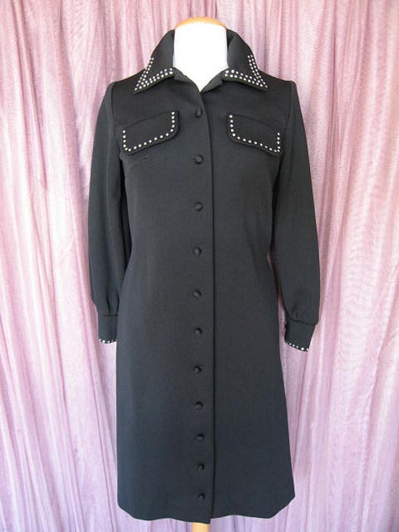 Mod Dress / 70s Mod Black Dress / Andrea Gayle Vintag… - Gem