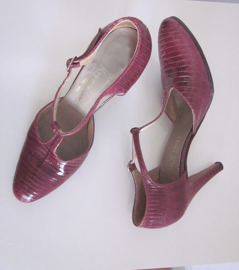 Handmade Lizard Shoes / Fits US 7 / Vintage Red Lizard Shoes / 60s ...