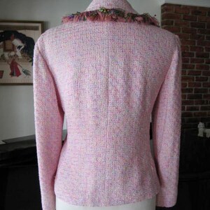 Anne Dee Goldin Tweed Jacket / Fits M / Pink Tweed Jacket / Fringed ...