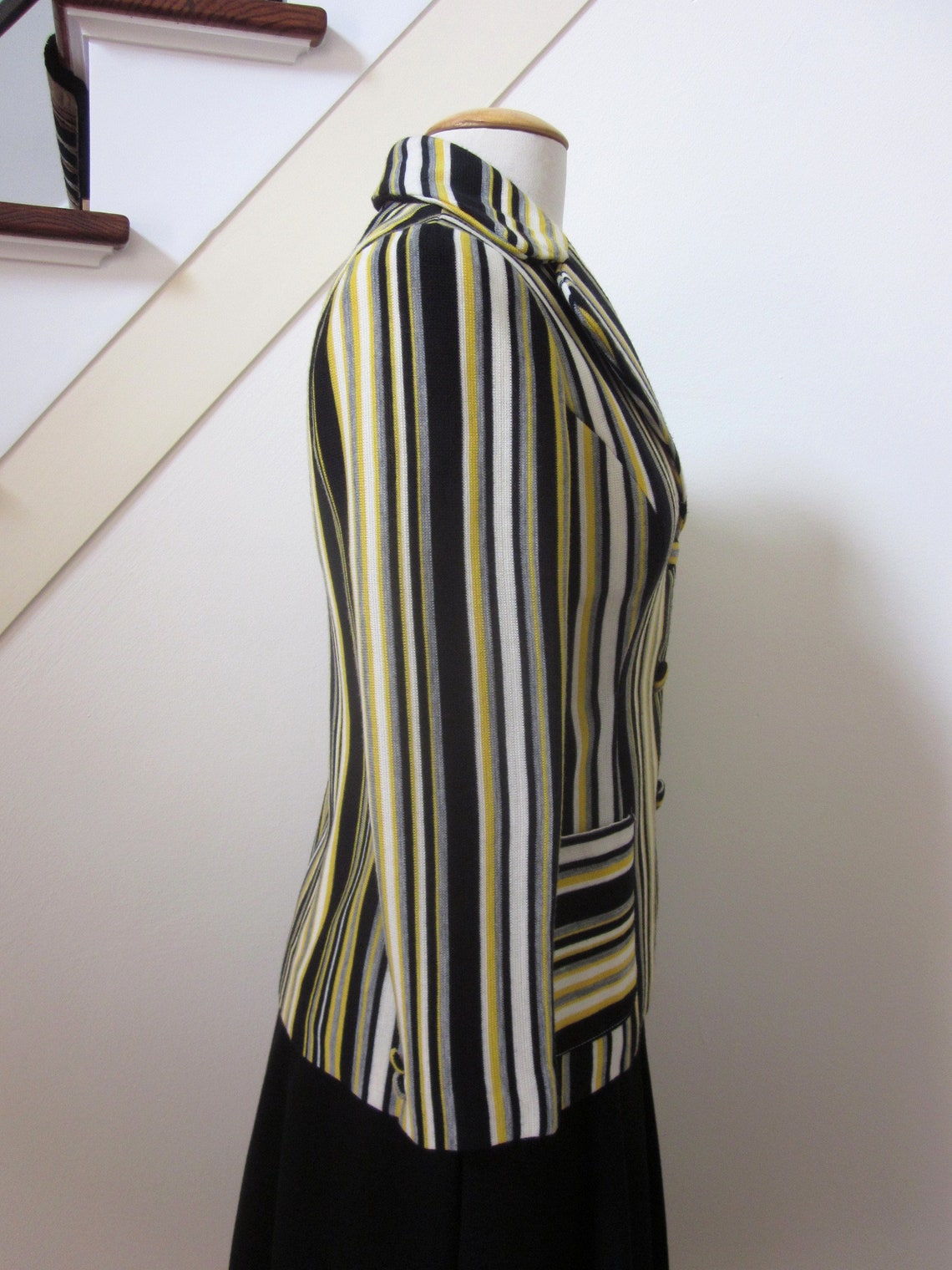 Mod Jacket / Fits S / 60s Striped Jacket / Mod Knit Jacket / Vintage ...