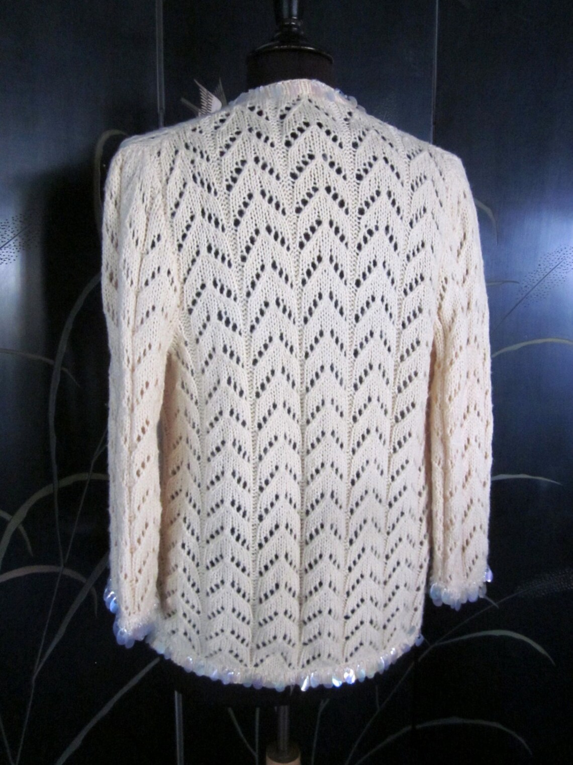 Hand Knit 50s Cardigan / Fits S-M / Vintage 50s Paillette Sweater / 50s ...