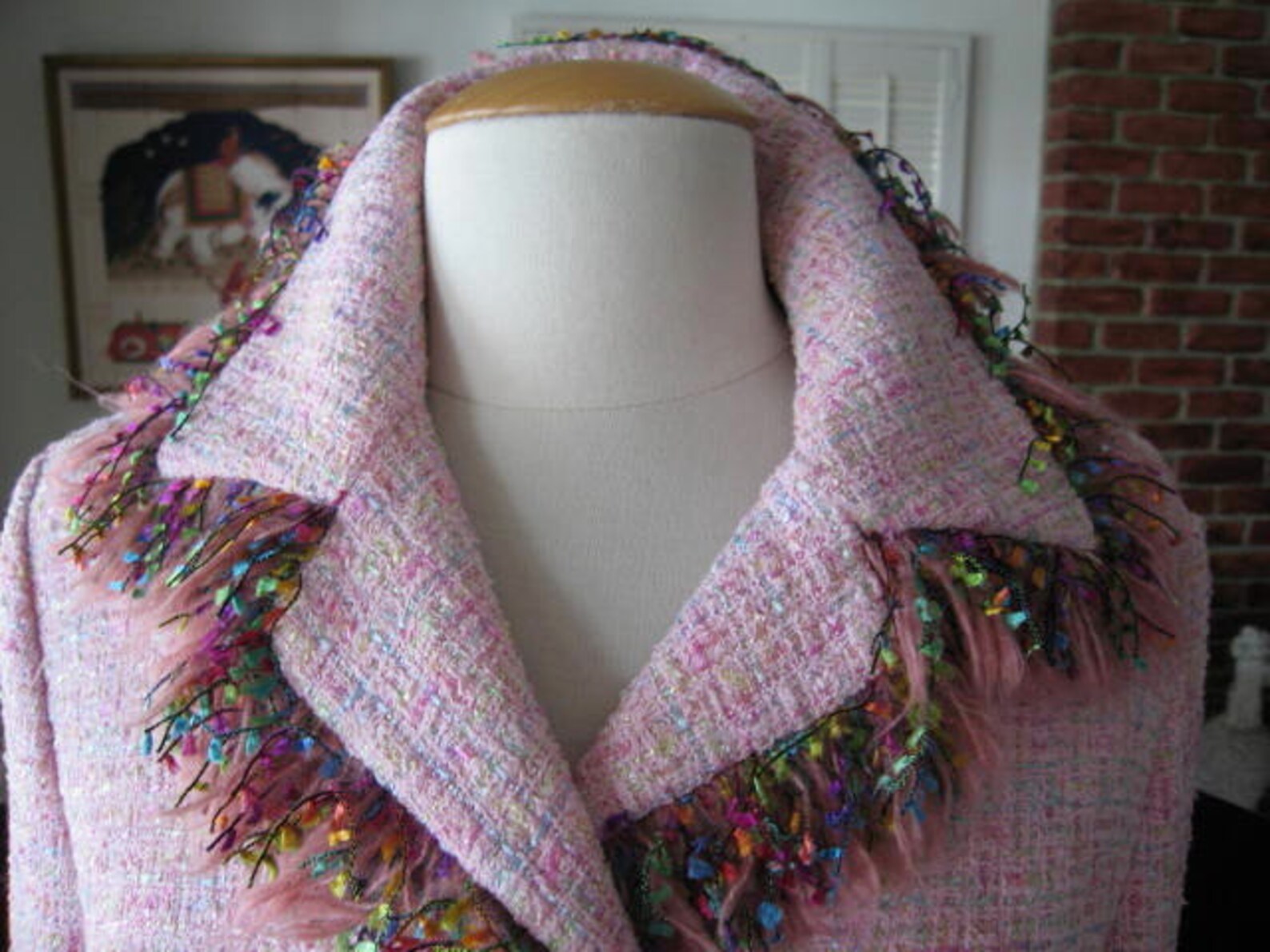 Anne Dee Goldin Tweed Jacket / Fits M / Pink Tweed Jacket / Fringed ...