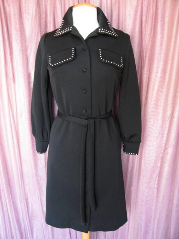 Mod Dress / 70s Mod Black Dress / Andrea Gayle Vintag… - Gem