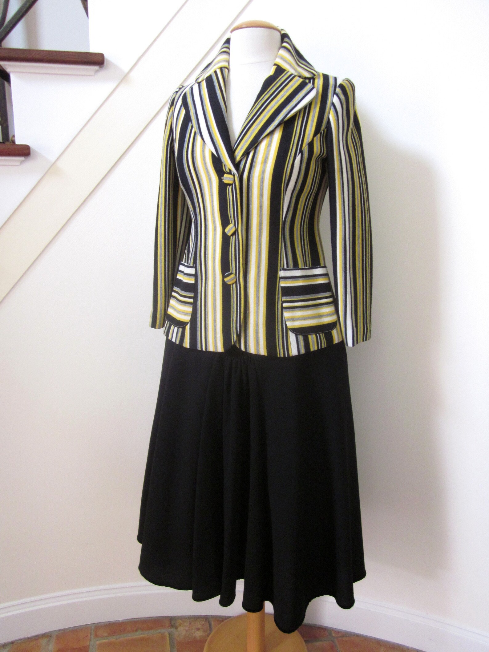 Mod Jacket / Fits S / 60s Striped Jacket / Mod Knit Jacket / - Etsy