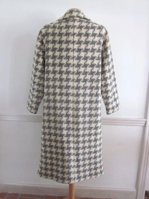 50s Houndstooth Coat / Vintage 50s Check Coat / White… - Gem