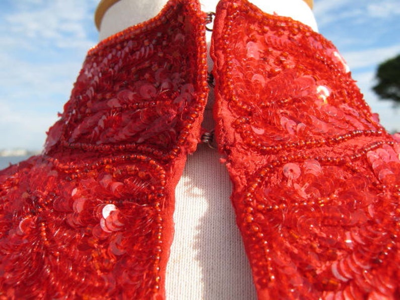 Red Silk Ball Gown / Vintage Sequin Red Gown / 90s Does 50s Silk Satin ...