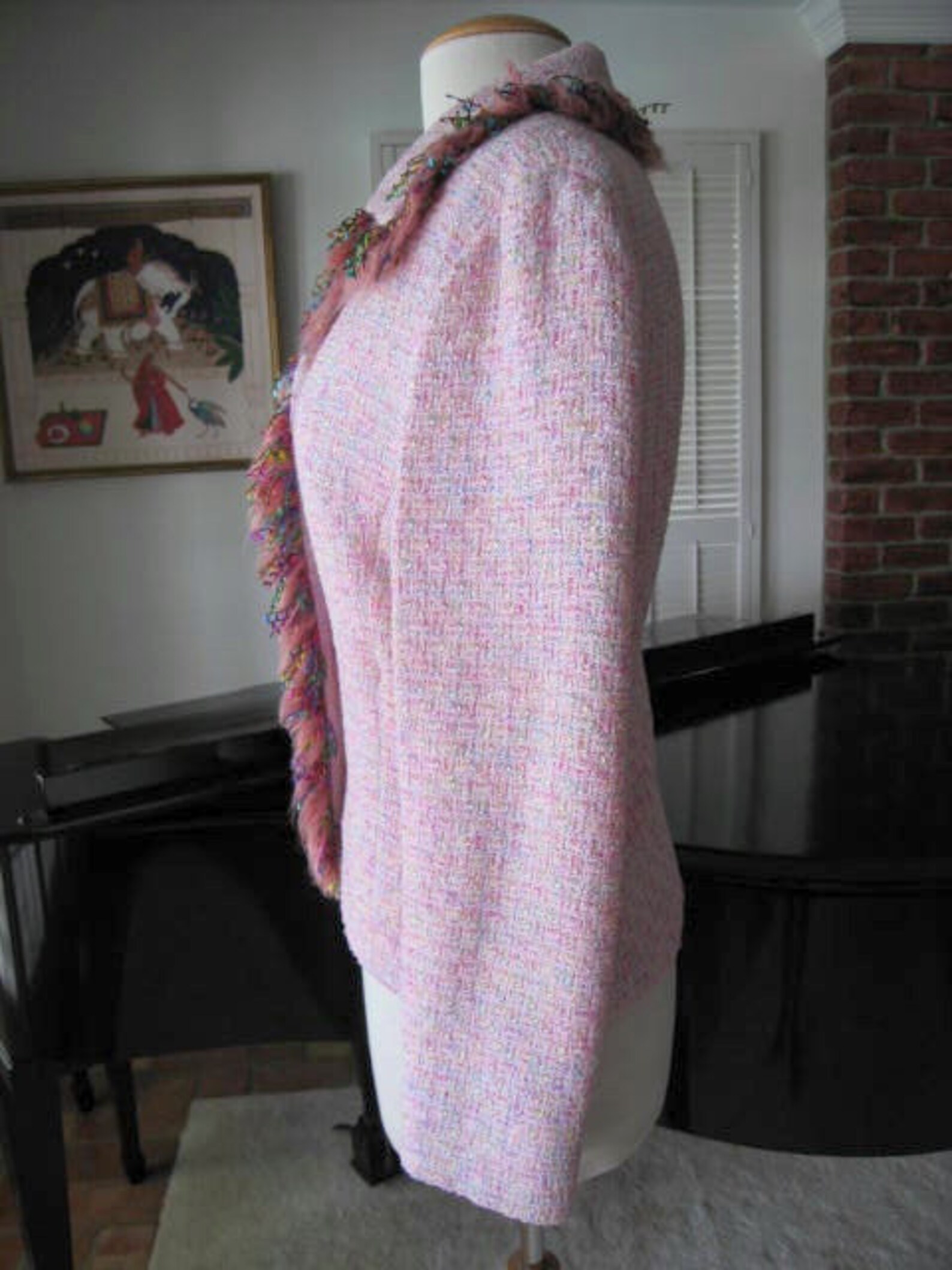 Anne Dee Goldin Tweed Jacket / Fits M / Pink Tweed Jacket / Fringed ...