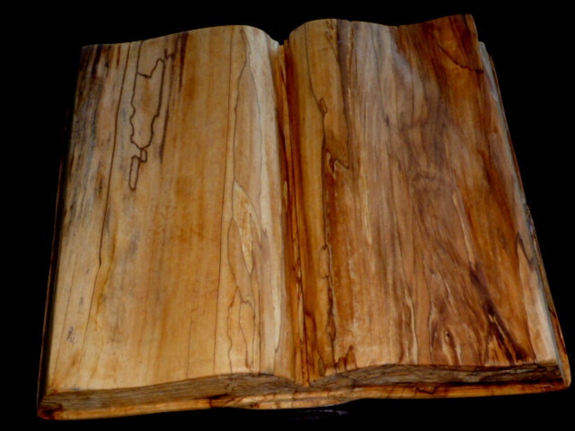 Vintage Open Book hand carved wood book / bible / | Etsy