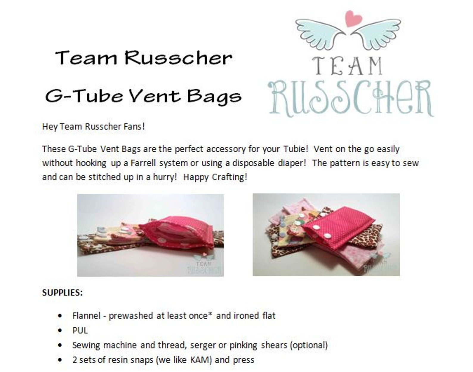 G-tube Vent Bags SEWING PATTERN - Easy to Sew G Tube Drain Bags - Tubie ...