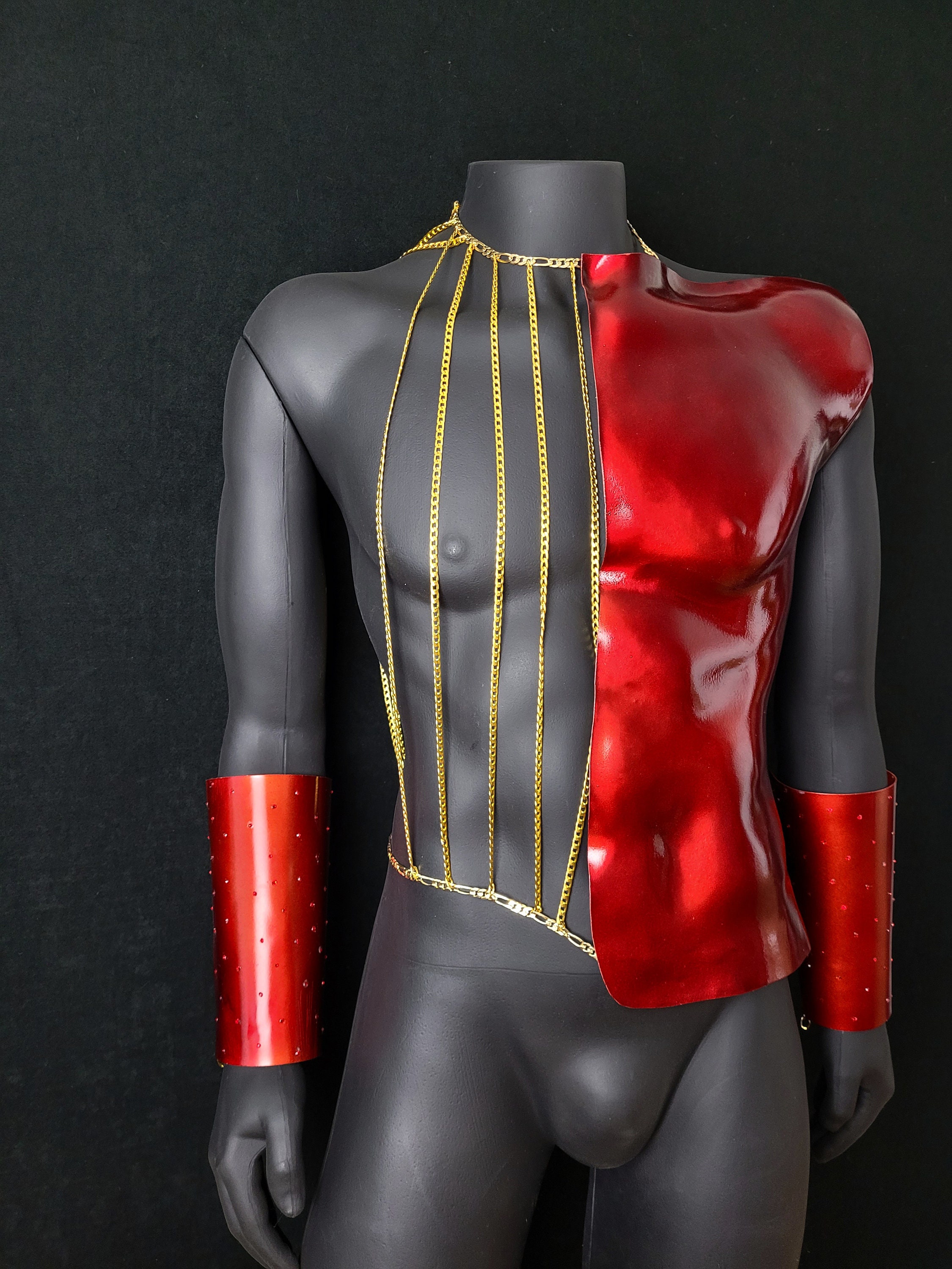 Metallic Chest Plate With Body Chains Couture Armour for Men - Etsy
