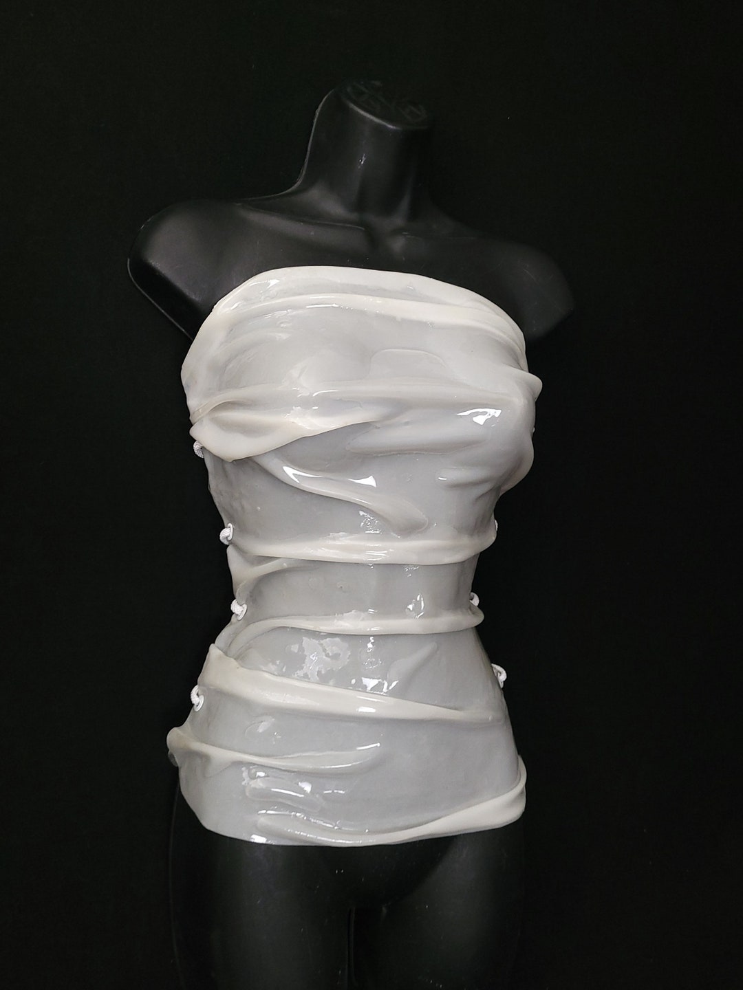 Off White Resin Blouse Style Top for Women in Wet Fashion Look - Etsy