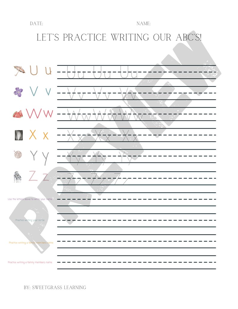 ABC Writing Practice Worksheets - Etsy