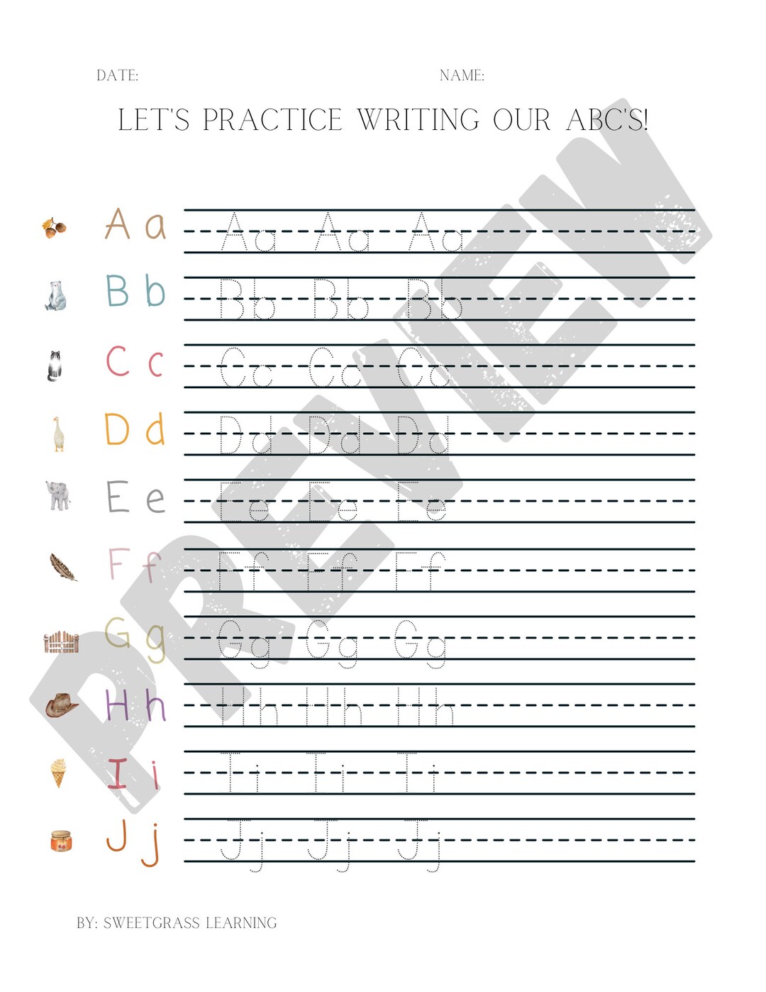ABC Writing Practice Worksheets - Etsy