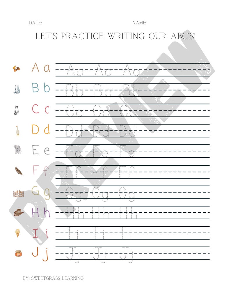 ABC Writing Practice Worksheets - Etsy