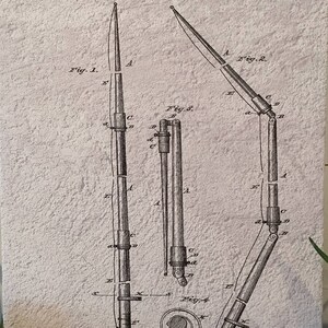 FISHING ROD Patent Drawing Hand-stretched Canvas Print Home Decor - Etsy