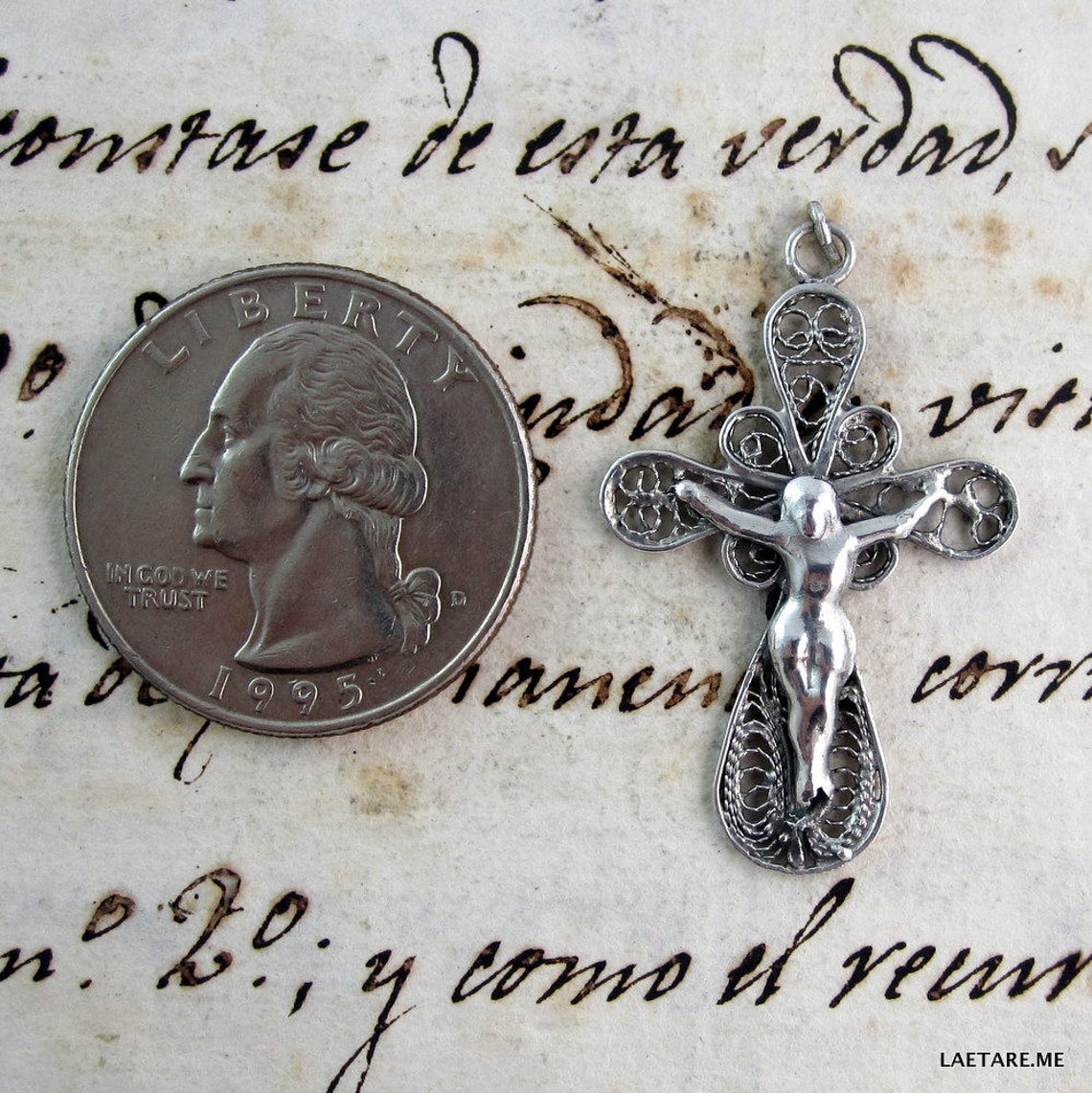 Antique Spanish Filigree Crucifix Sterling Silver Spain Catholic ...