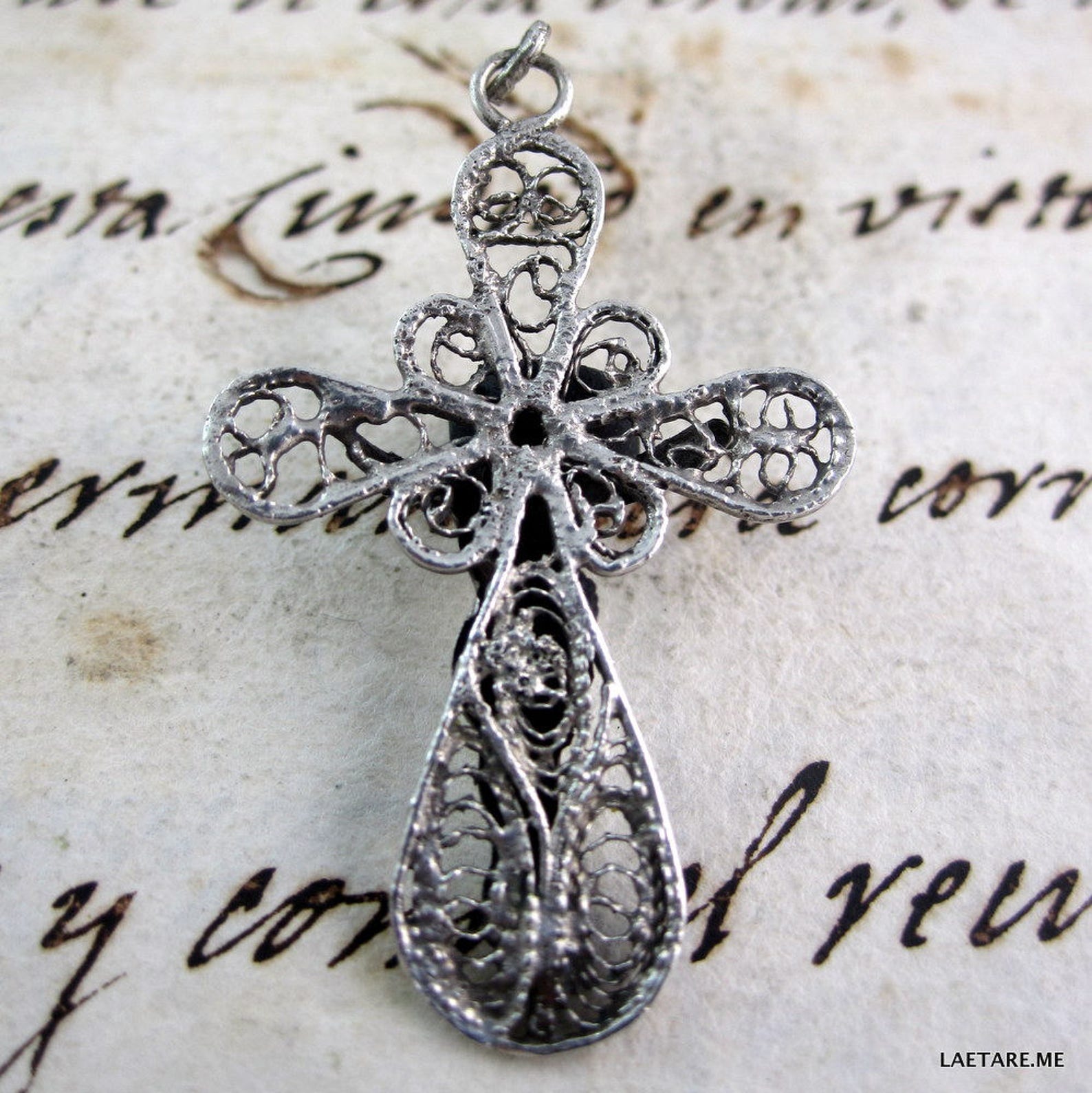 Antique Spanish Filigree Crucifix Sterling Silver Spain Catholic ...