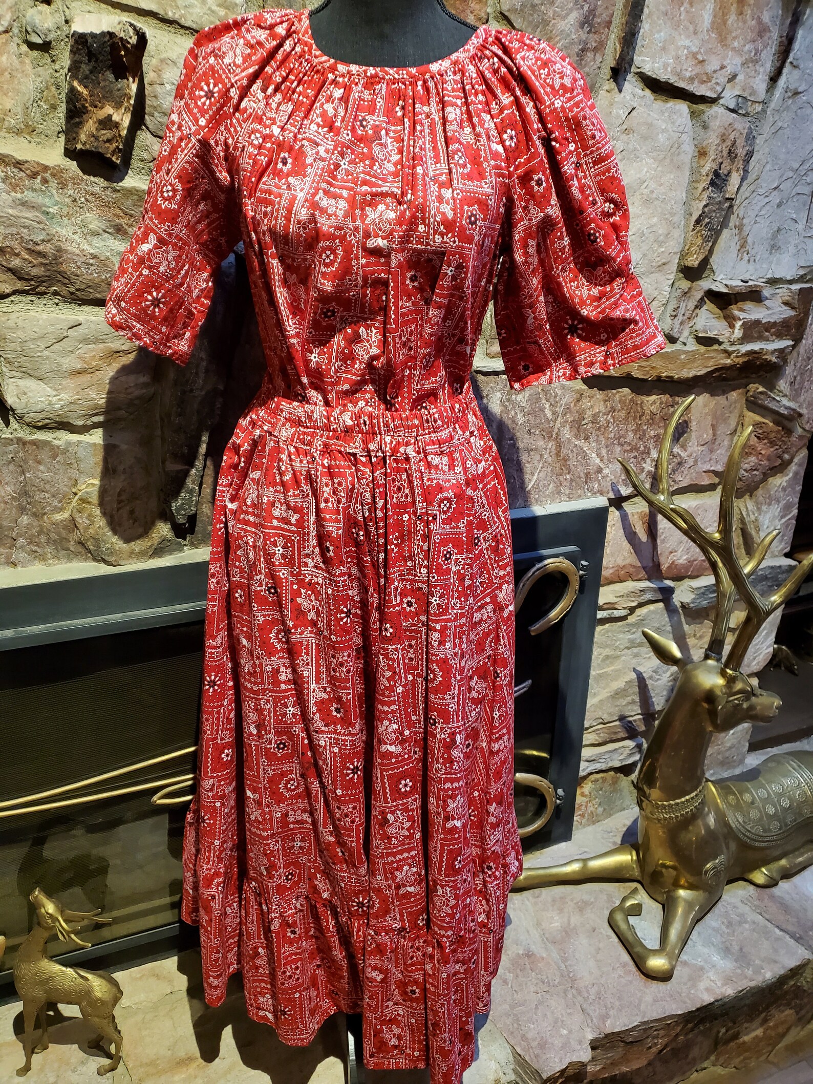 Country Dance Dress Red Picnic Dress, Country Dance Dress, Long Dance ...