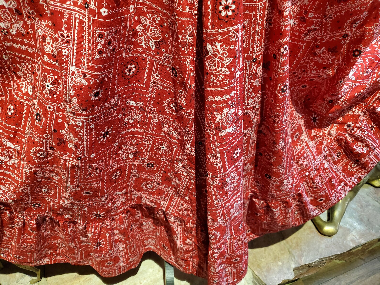 Country Dance Dress Red Picnic Dress, Country Dance Dress, Long Dance ...