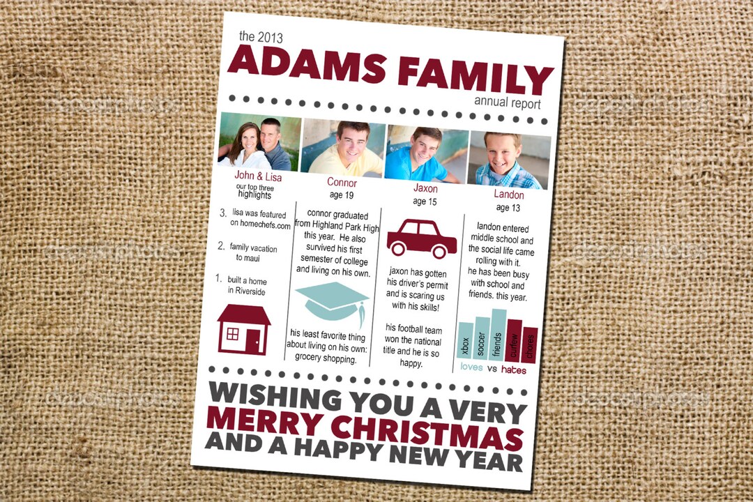 Family Annual Report Holiday Card - Etsy