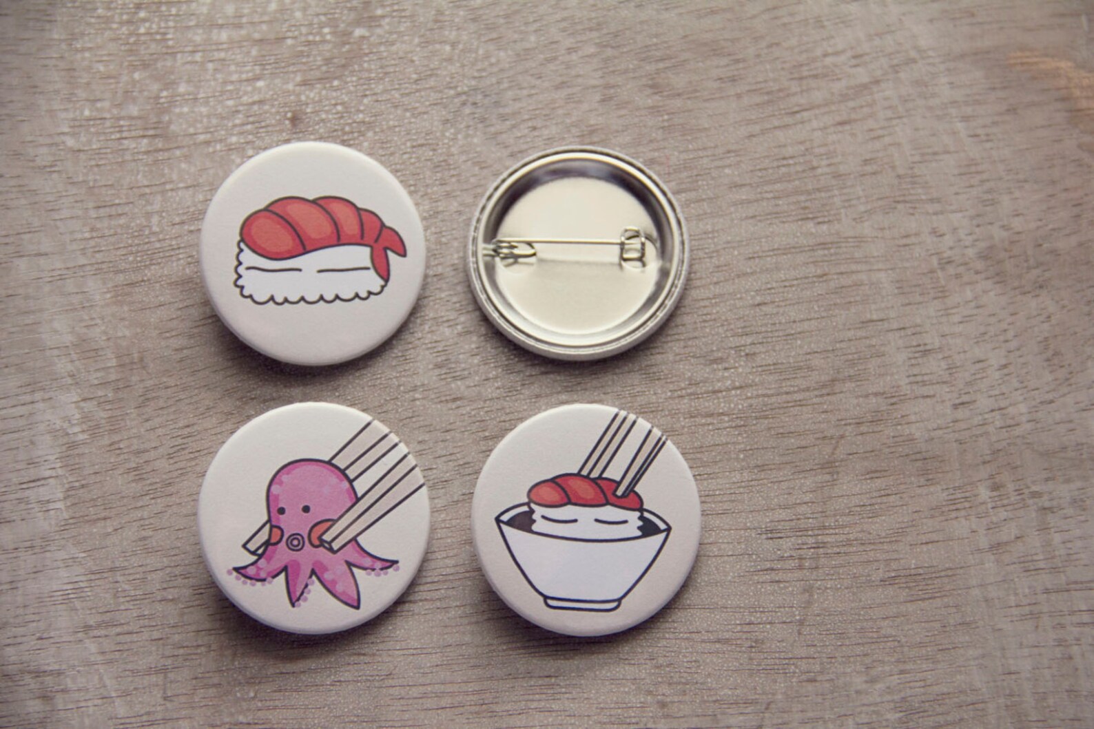 Sushi Pin Badges Set of 4 - UNISEX Accessories - Buttons - Etsy