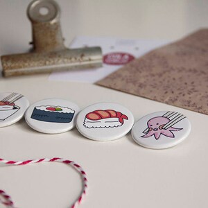 Sushi Pin Badges Set of 4 - UNISEX Accessories - Buttons - Etsy