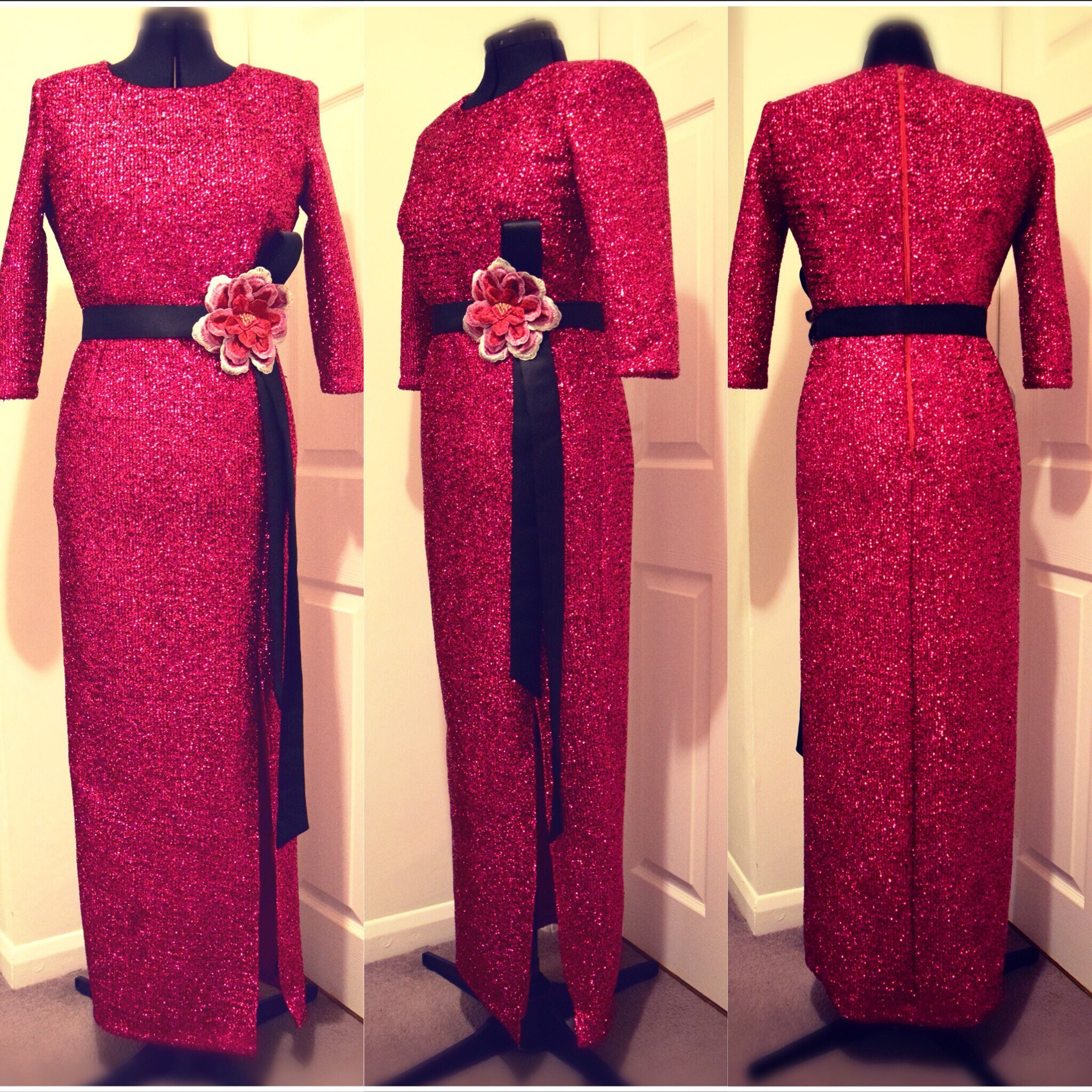 Midnight Sparkle fuchsia evening gown, one of a kind design - Etsy ...