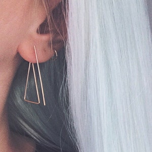 Triangle Threader Earrings - 14k Gold Filled, Argentium Silver ...