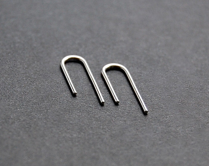 Short Double Piercing Threader Earrings Gold Filled Earrings, Gold ...