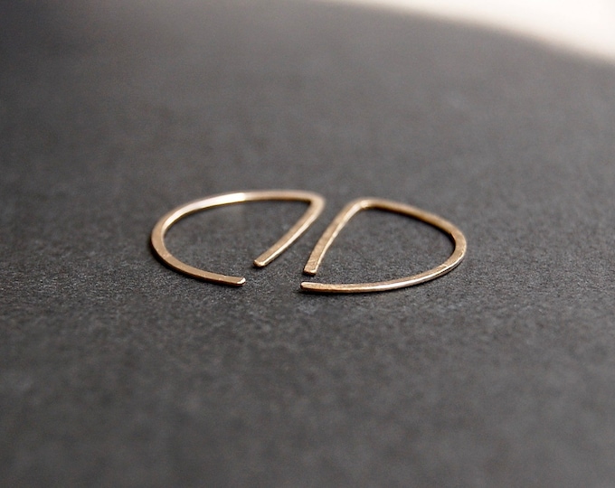 Double Piercing Half Hoop Earrings Minimalist Earrings Gold - Etsy