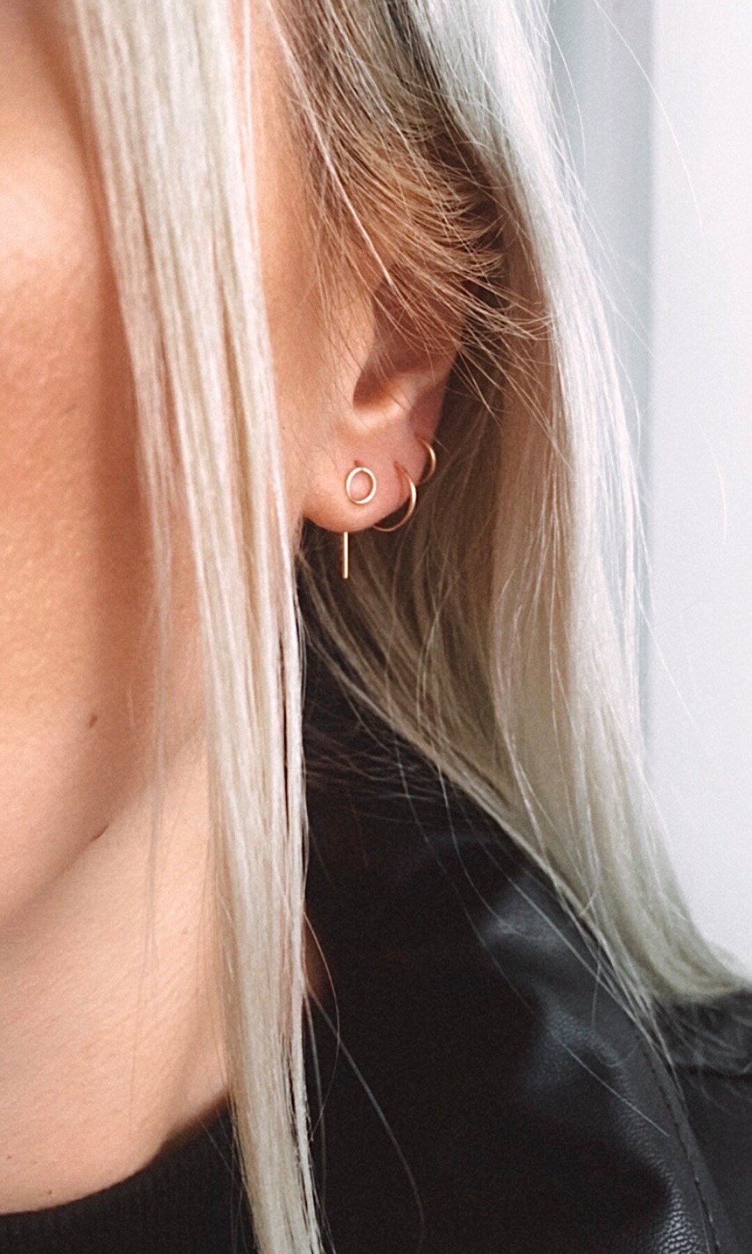 Tiny Circle Threader Earrings, Gold Filled Earrings, Sterling Silver ...