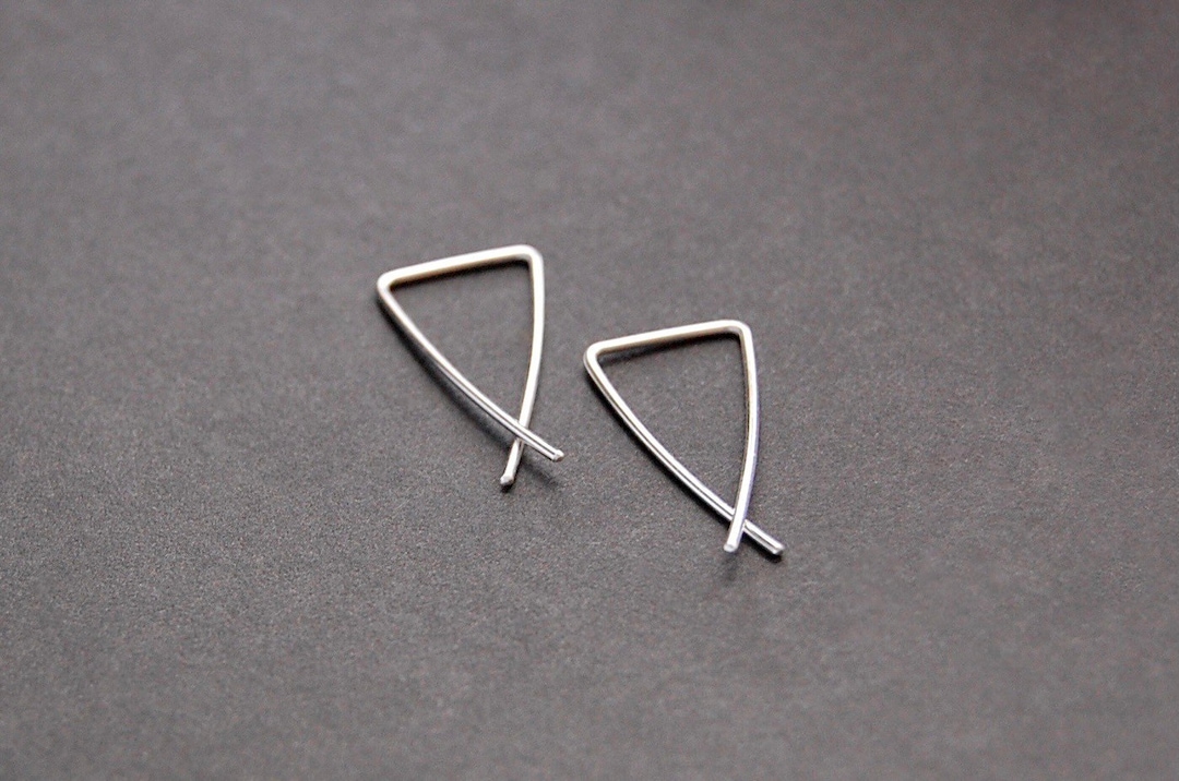 Short Crossover Wire Threader Earrings - Minimalist Earrings, Gold ...