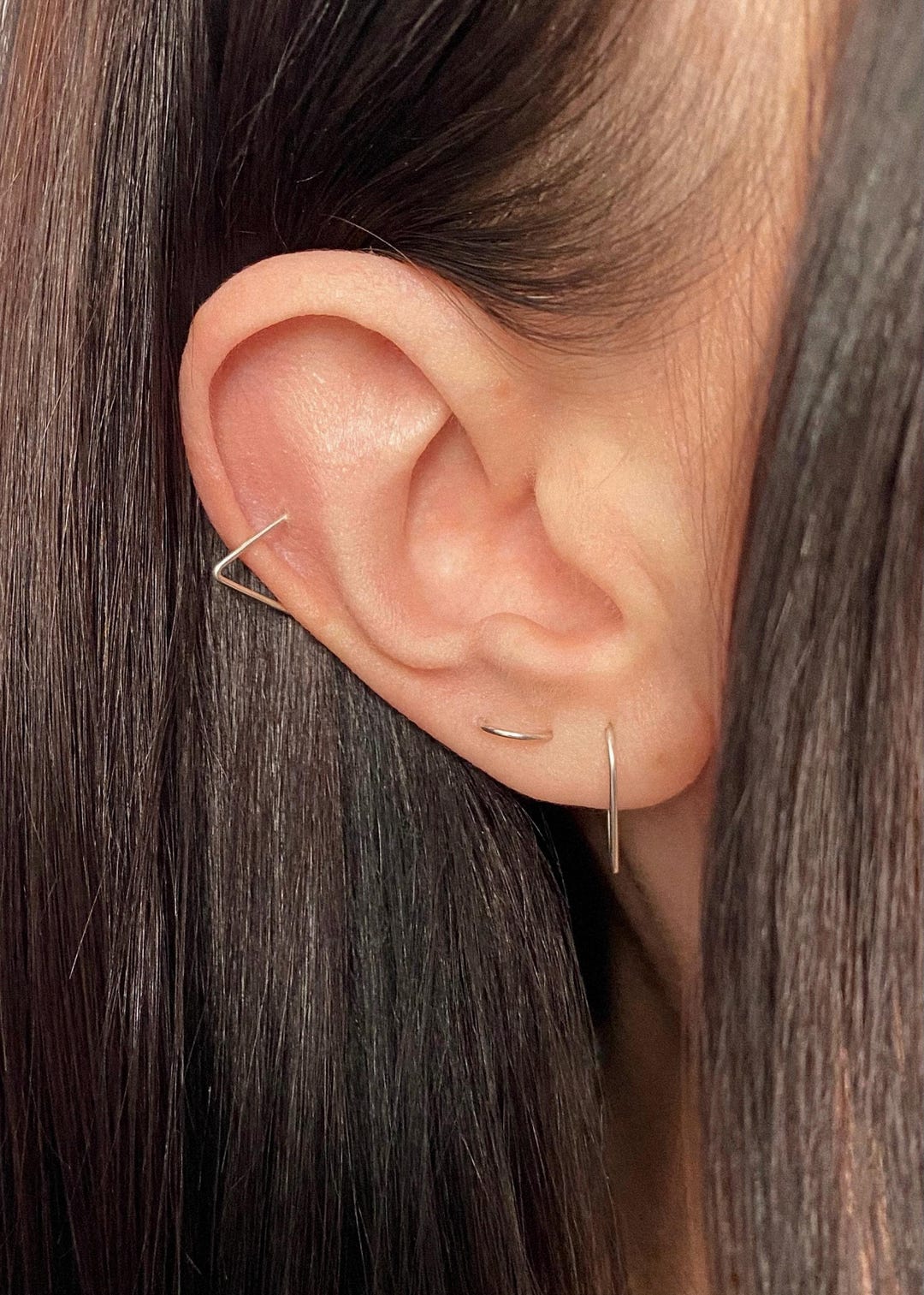 NEW Triangle Helix Hoop Earring, Triangle Cartilage Hoop Earring ...