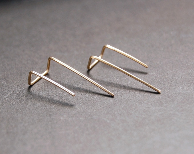 Double Piercing Half Hoop Earrings Minimalist Earrings Gold - Etsy